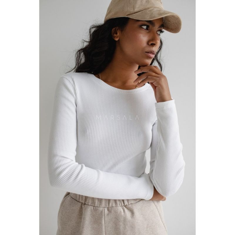 Rebrasta majica Moody Classic White - By Marsala | Izstopaj.si